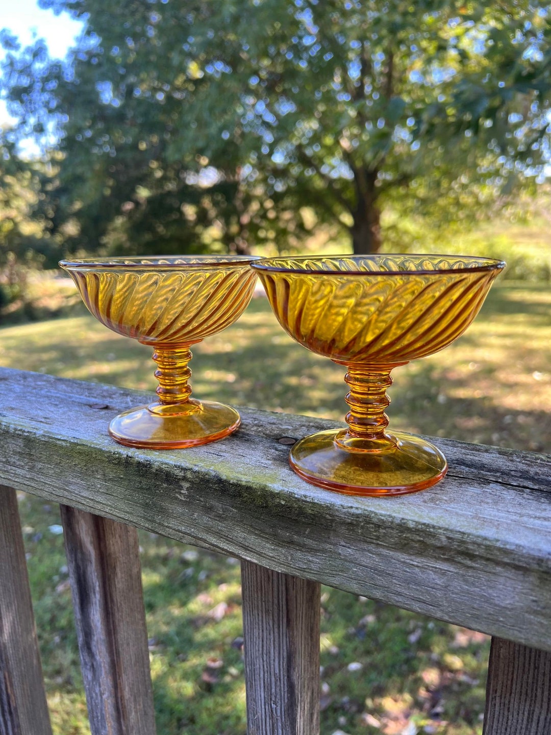 Imperial Twisted Optic Orange Sherbet Cups - Etsy