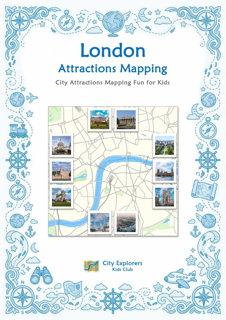 5-city Attractions Mapping Bundle, Kids Map Activities (digital ...