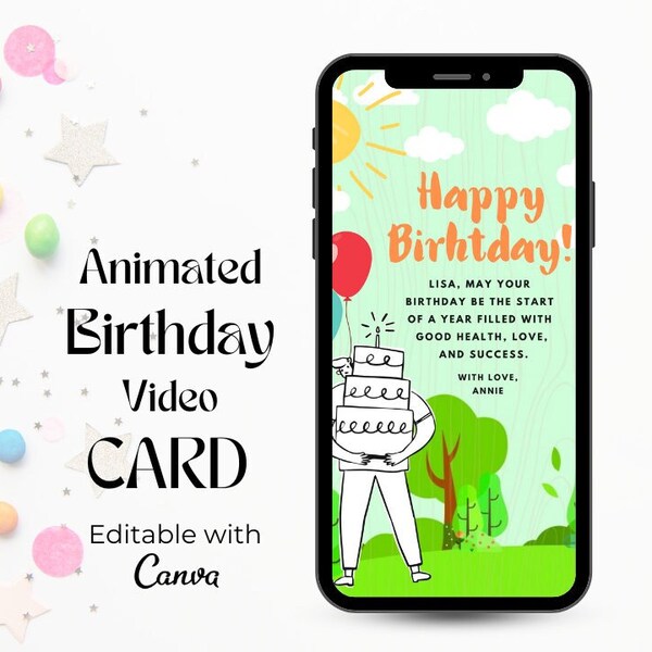 Animated Birthday Card Template - Etsy