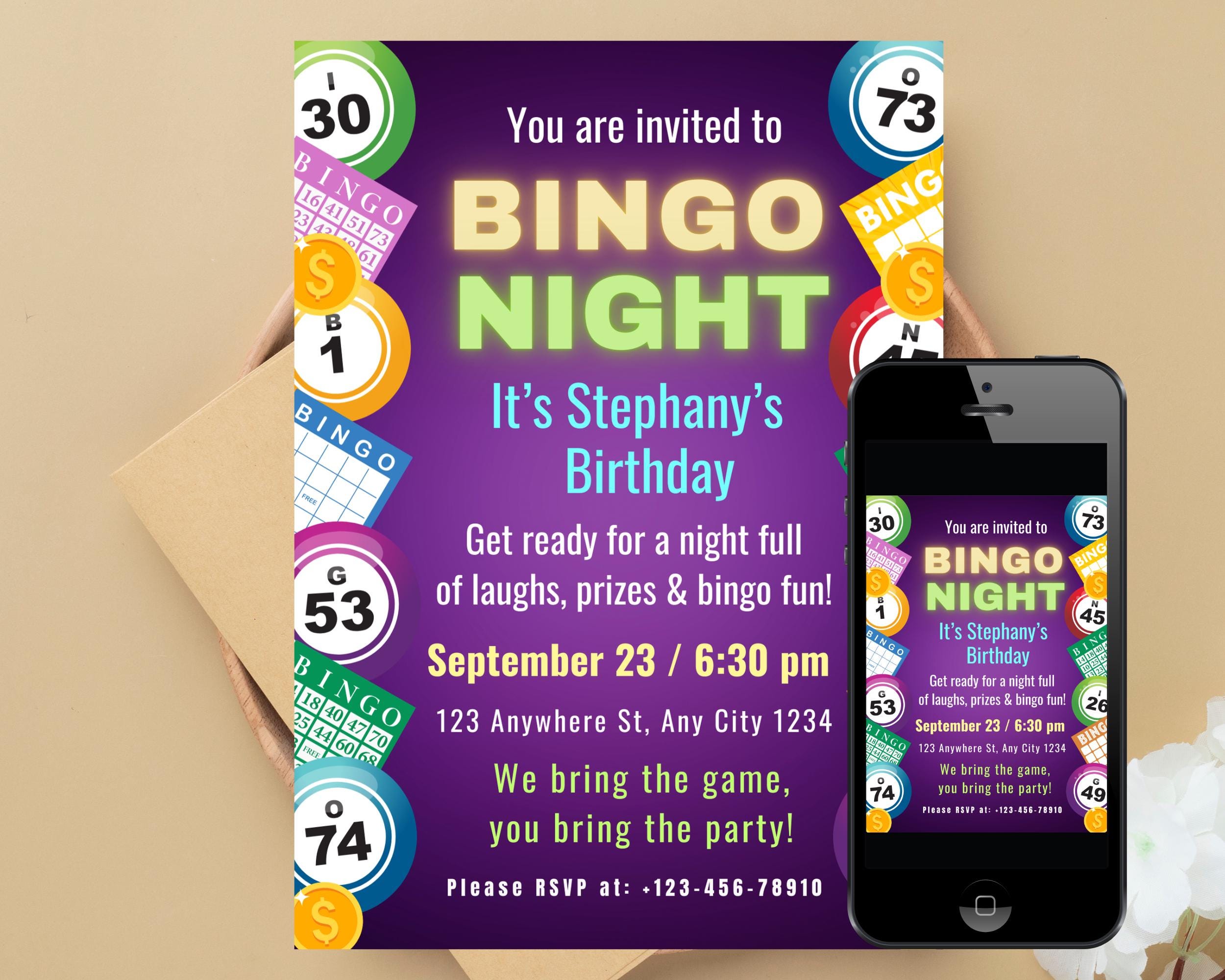 Bingo Night Invitation: Editable Game Party Invite (digital Download ...
