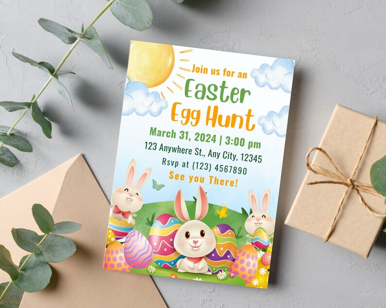 Easter Egg Hunt Invitation, Editable Easter Bunny Invitation, Printable ...