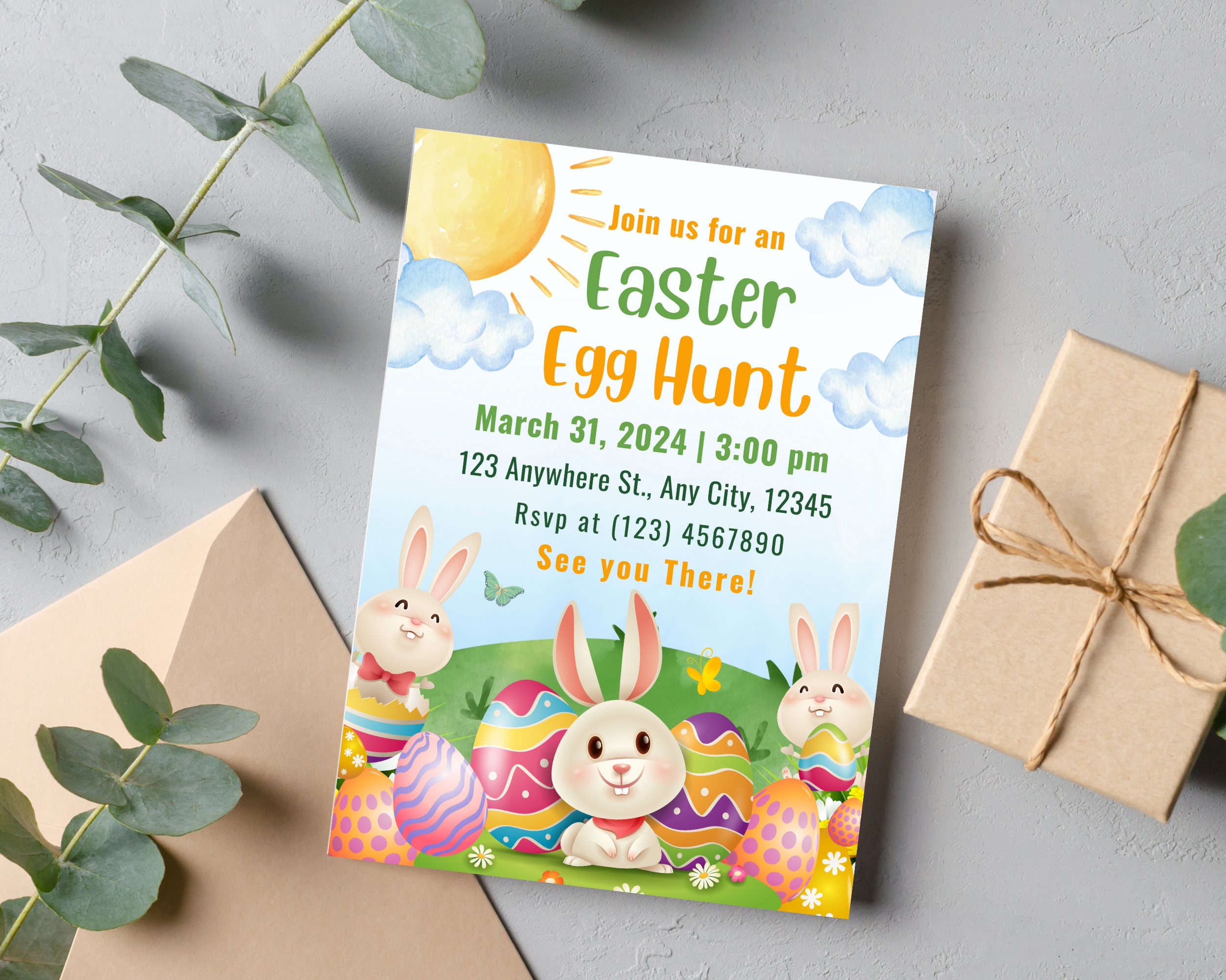 Easter Egg Hunt Invitation, Editable Easter Bunny Invitation, Printable ...