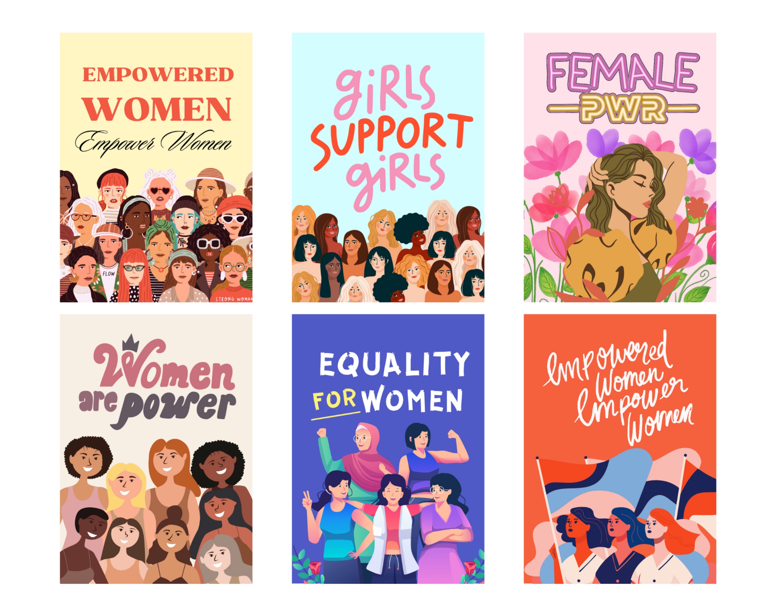 18 Women Empower Printable Cards, Women's Empowerment Cards, Female ...