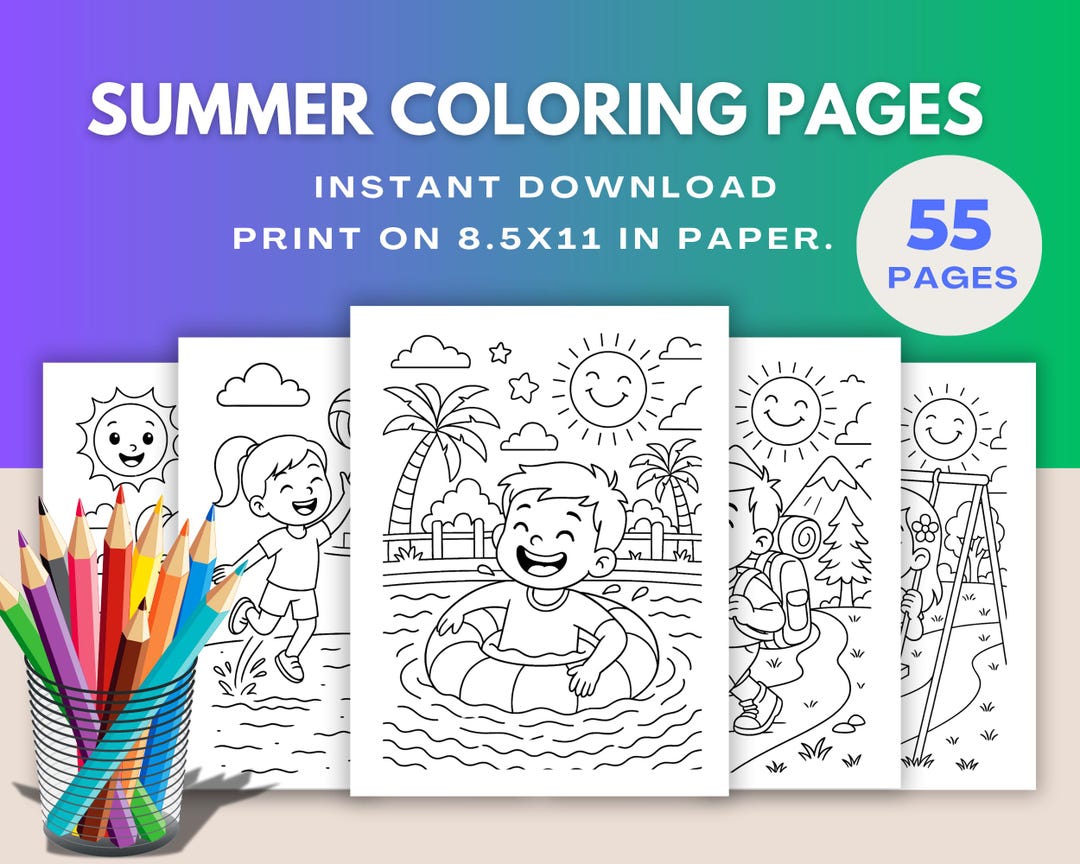 55 Summer Coloring Pages for Kids, Fun Printable Summer Activities ...