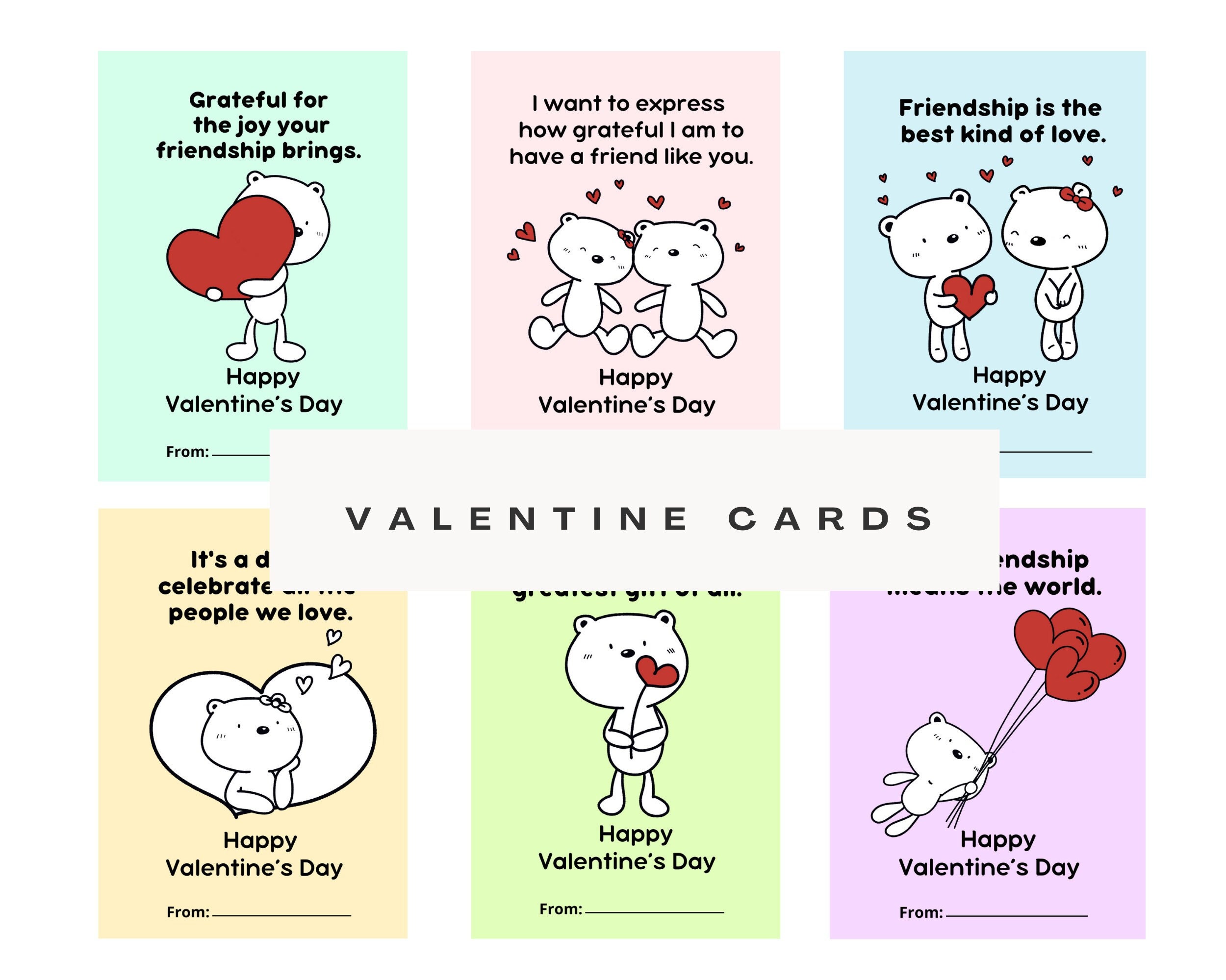 Bear Valentine's Day Cards, Printable Friends Bear Valentines Cards ...