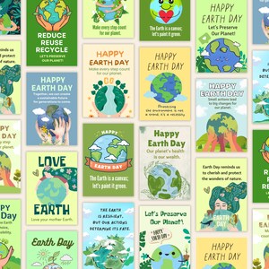 18 Happy Earth Day Printable Cards, Earth Day Cards Set, Cards for ...
