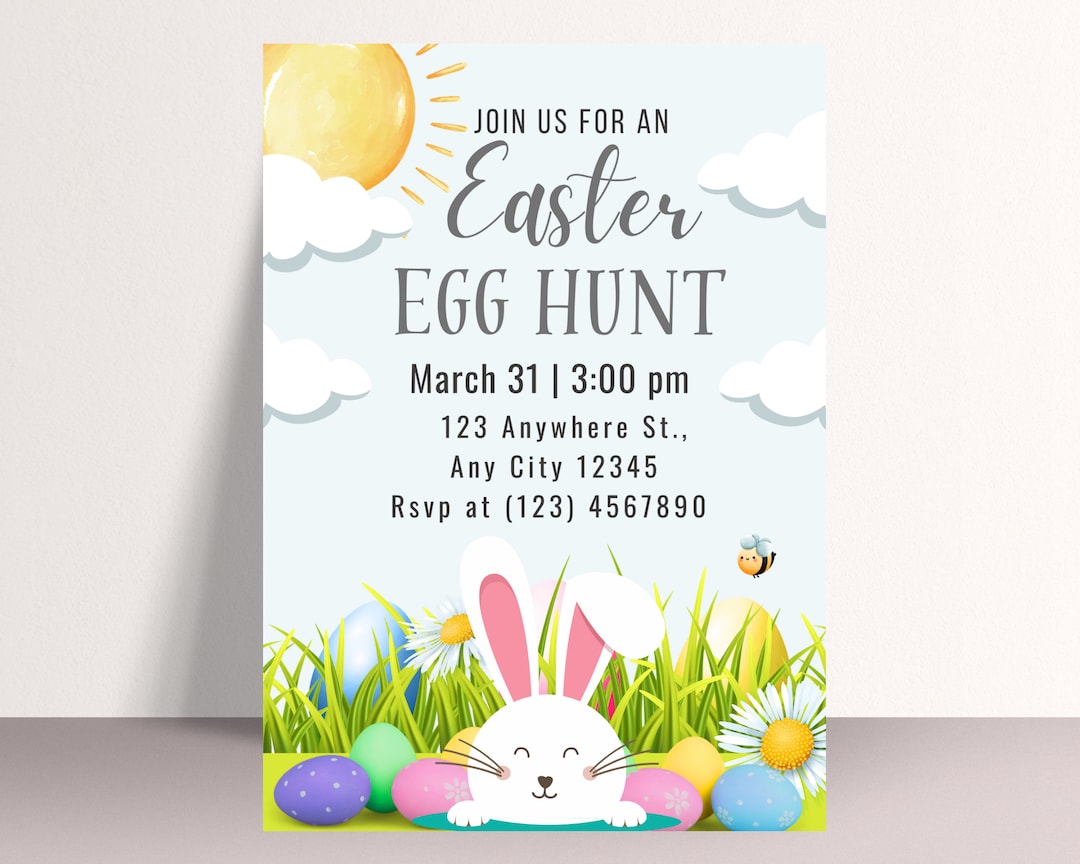 Easter Egg Hunt Invitation, Editable Easter Bunny Invitation, Printable ...