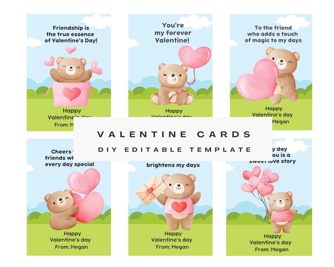 Teddy Bear Valentine's Day Cards, Printable Bear Valentines Cards ...