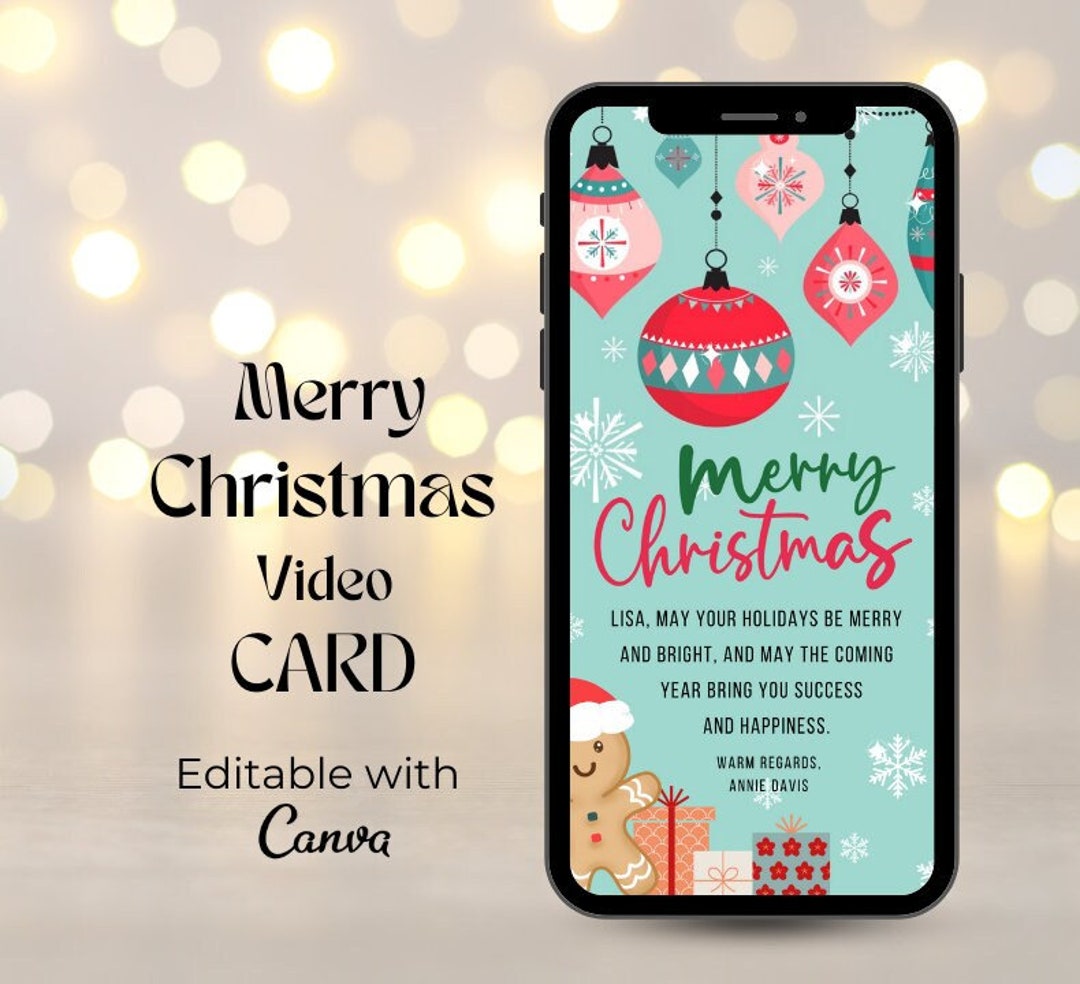 Gingerbread Christmas Video Card, Editable Cookies Christmas Digital ...