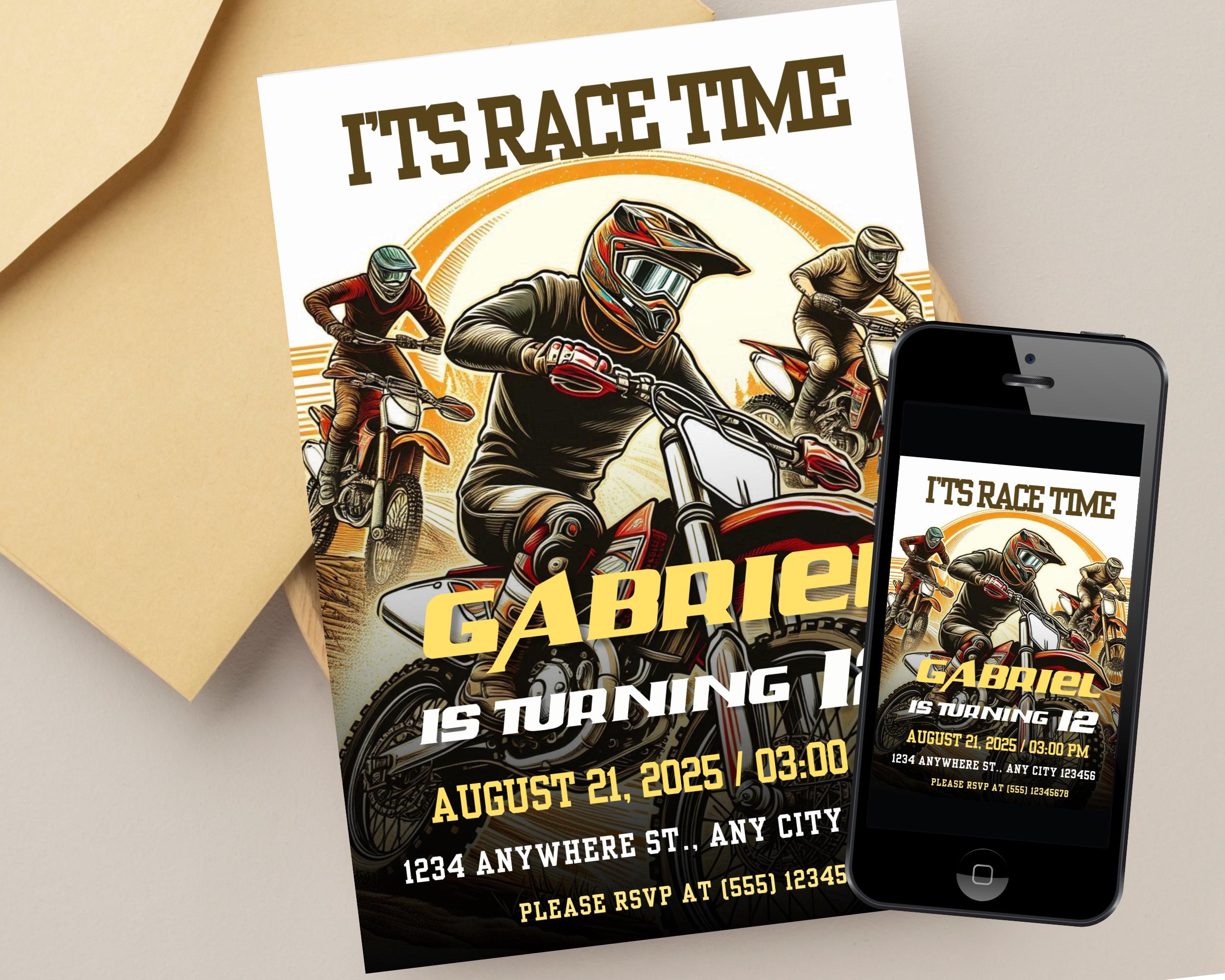 Dirt Bike Birthday Party Invitation: Motocross Theme (digital Invite ...