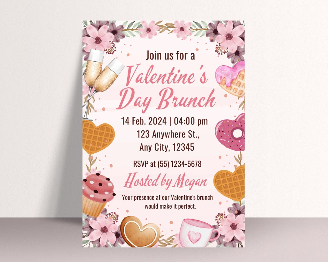 Valentine's Day Brunch Invitation, Valentine's Brunch Printable Invite ...