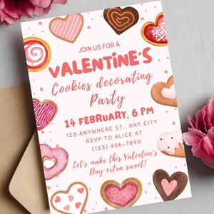 Valentine's Cookie Decorating Party Invitation Template (editable Canva ...