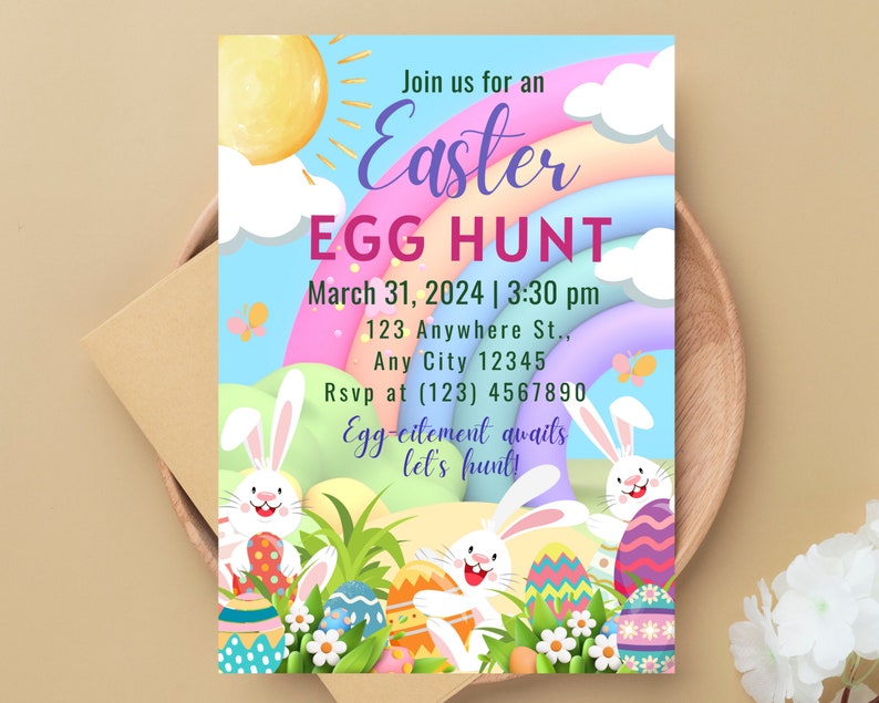 Easter Egg Hunt Invitation, Editable Easter Bunny Invitation, Printable ...