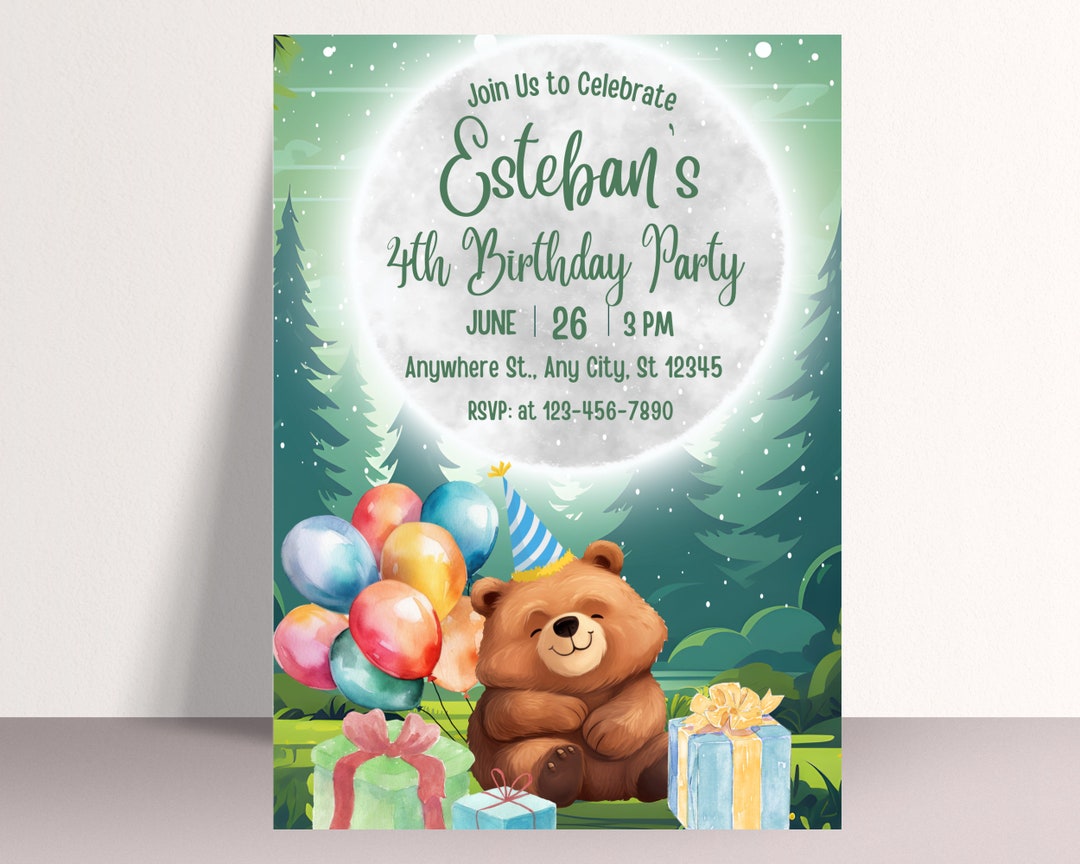 Editable Teddy Bear Birthday Invitation: Printable Party Invite ...