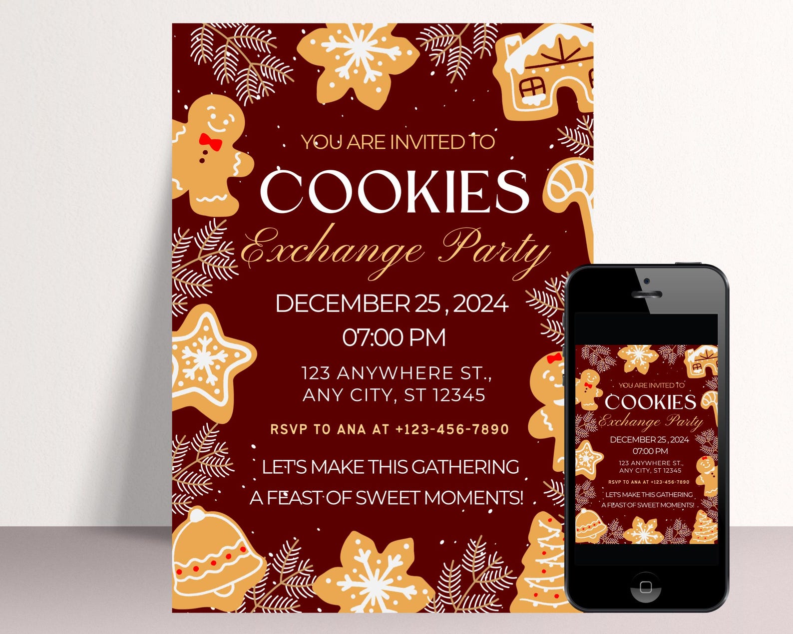 Christmas Cookies Exchange Party Invitation: Gingerbread Theme ...