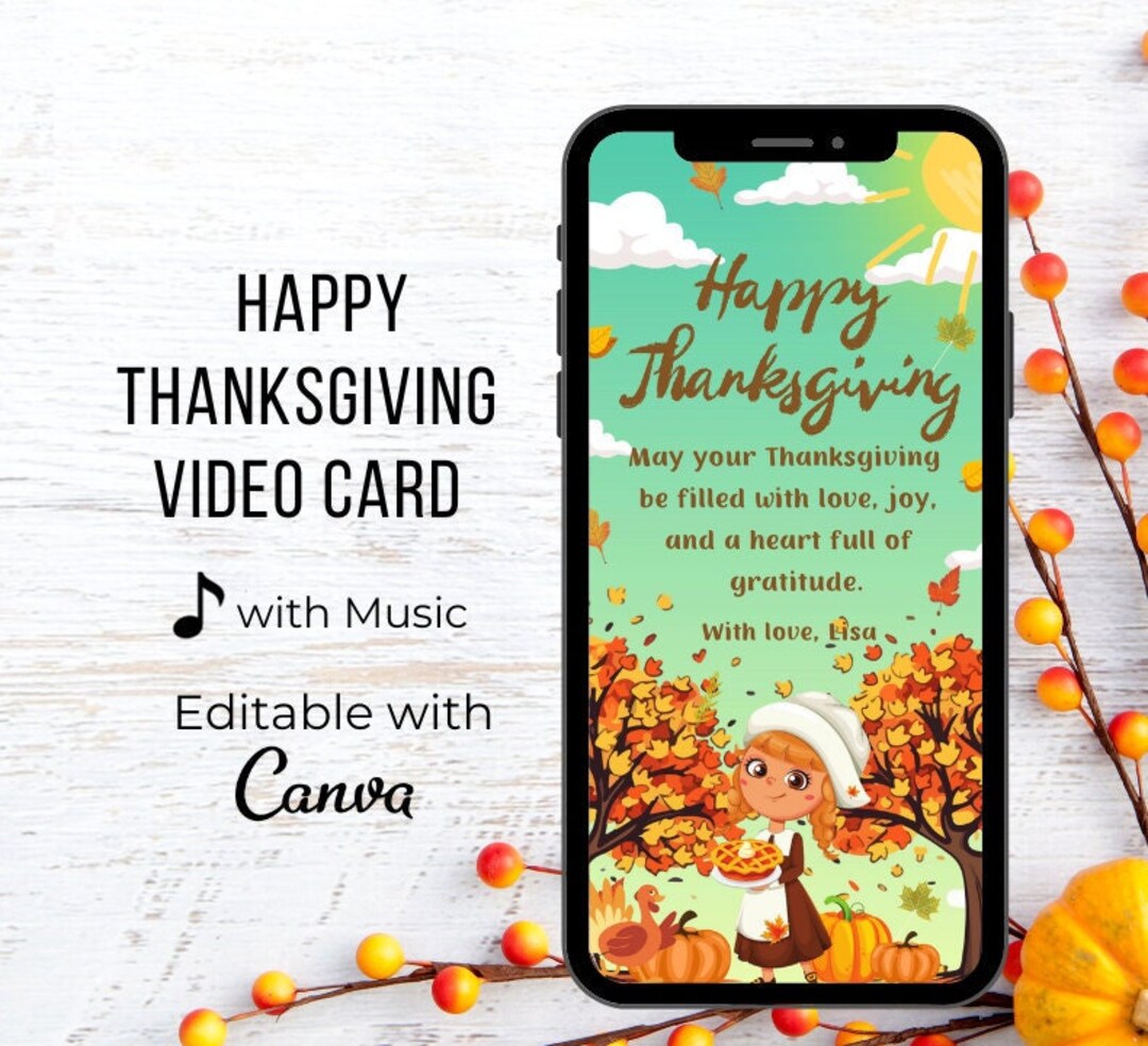 Happy Thanksgiving Video Card Editable With Canva Funny - Etsy