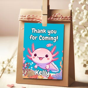 Axolotl Thank You Tags, Girl Axolotl Favor Tags, Axolotl Birthday Party ...