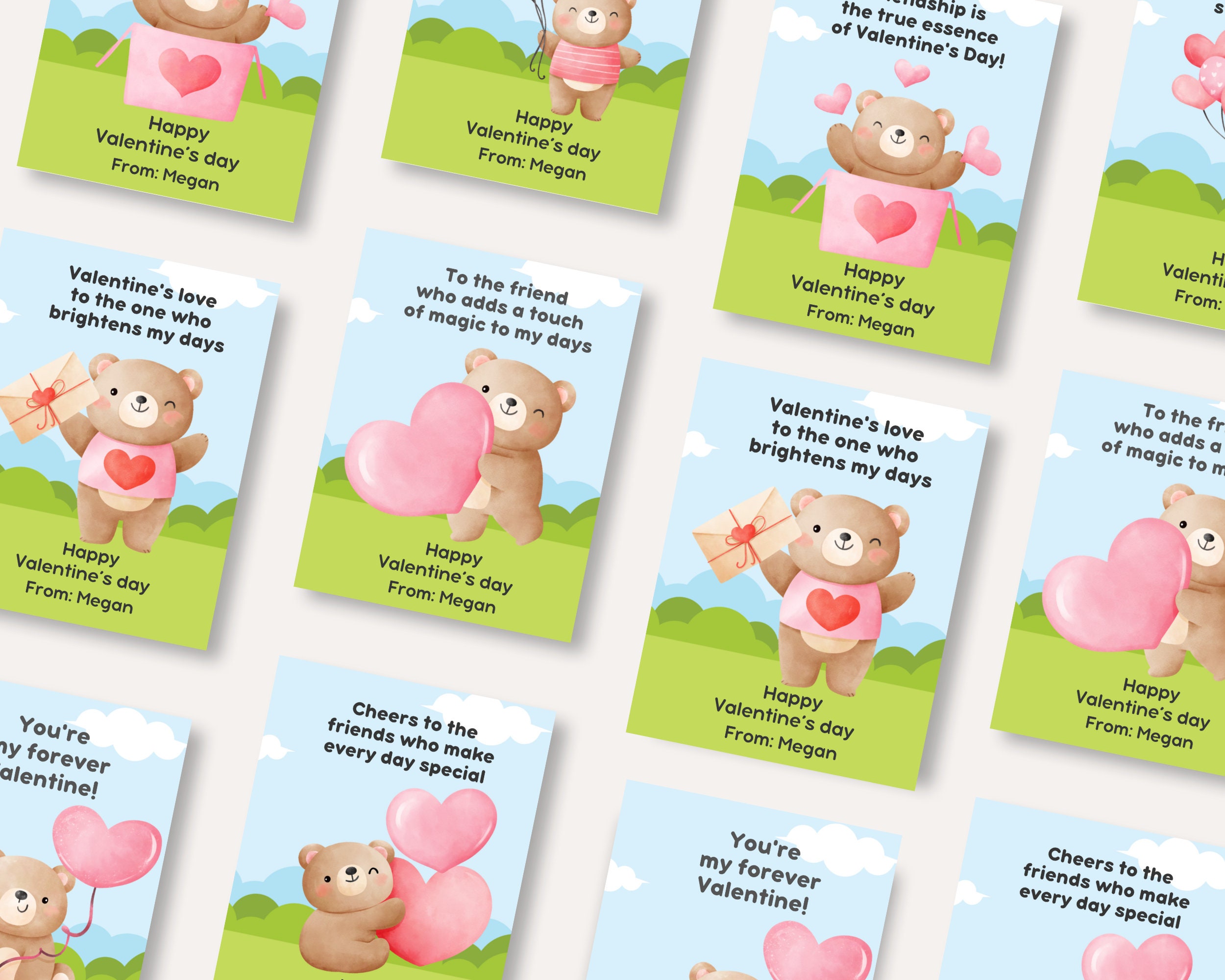 Teddy Bear Valentine's Day Cards, Printable Bear Valentines Cards ...