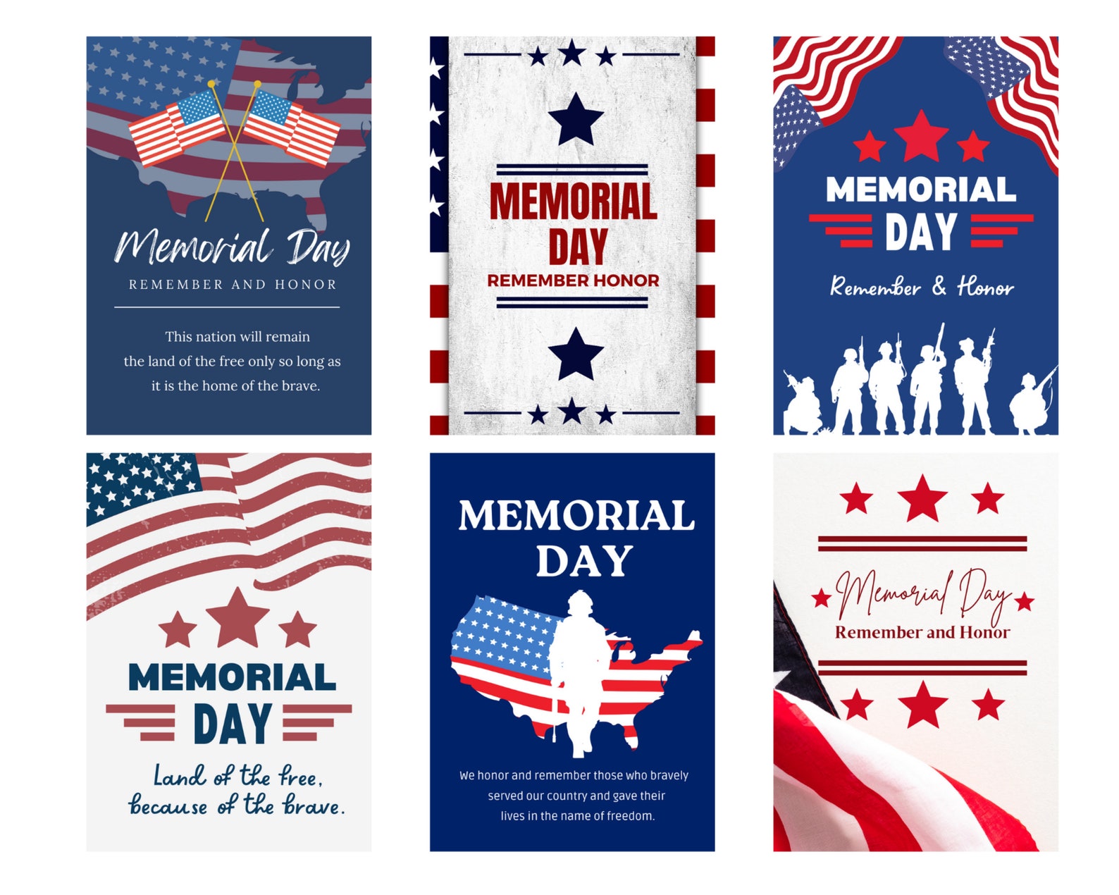 18 Memorial Day Printable Cards, Honoring Our Heroes Card Set, 18 ...
