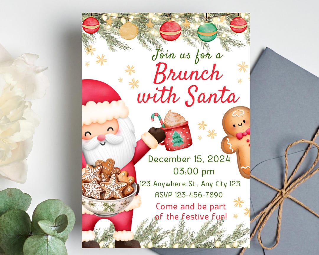 Christmas Brunch With Santa Invitation: Holiday Party Template ...