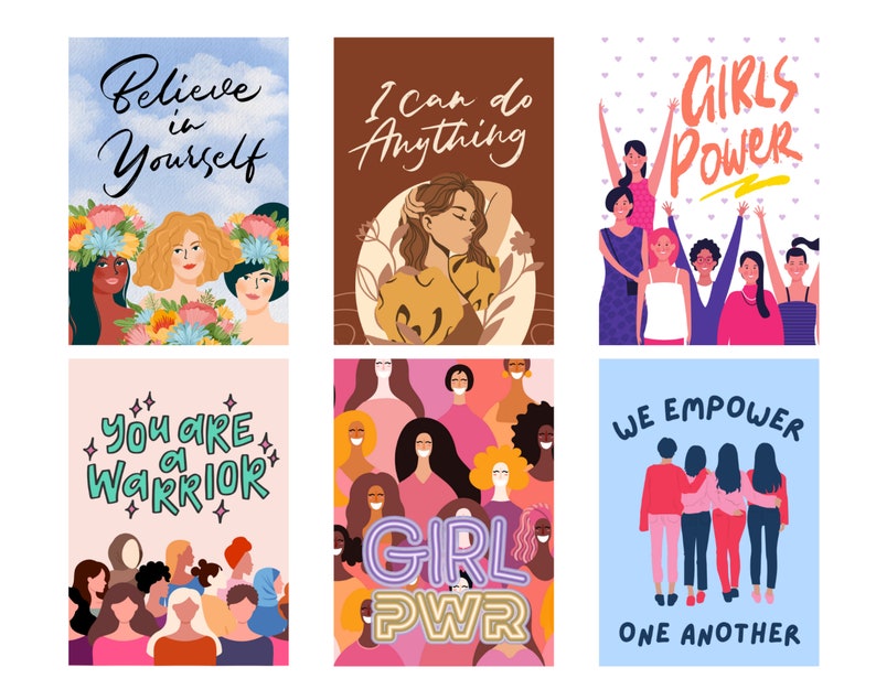 18 Women Empower Printable Cards, Women's Empowerment Cards, Female ...