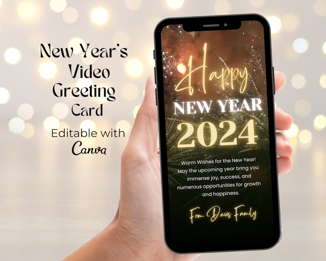 Happy New Year's Video Greeting Card, Animated Happy New Years Template ...