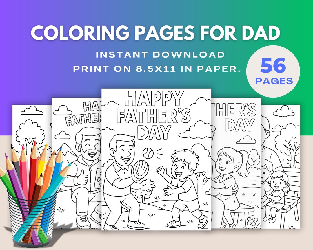 Father's Day Coloring Pages: 56 Kids Activity Sheets (PDF Download) - Etsy