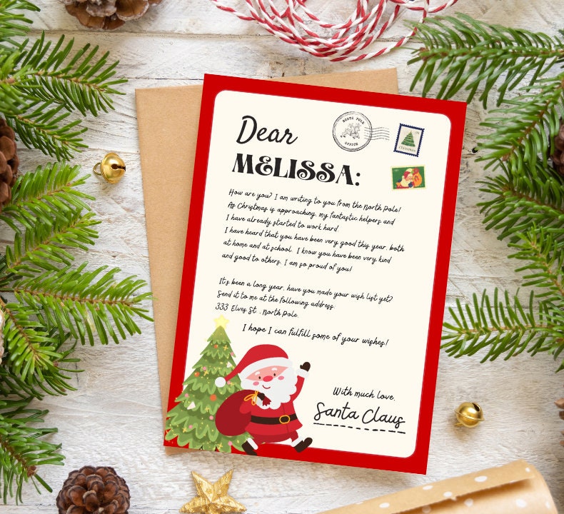 Editable Letter to Santa Template: Printable Christmas Wish List (5x7 ...