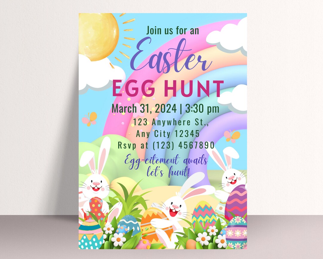 Easter Egg Hunt Invitation, Editable Easter Bunny Invitation, Printable ...