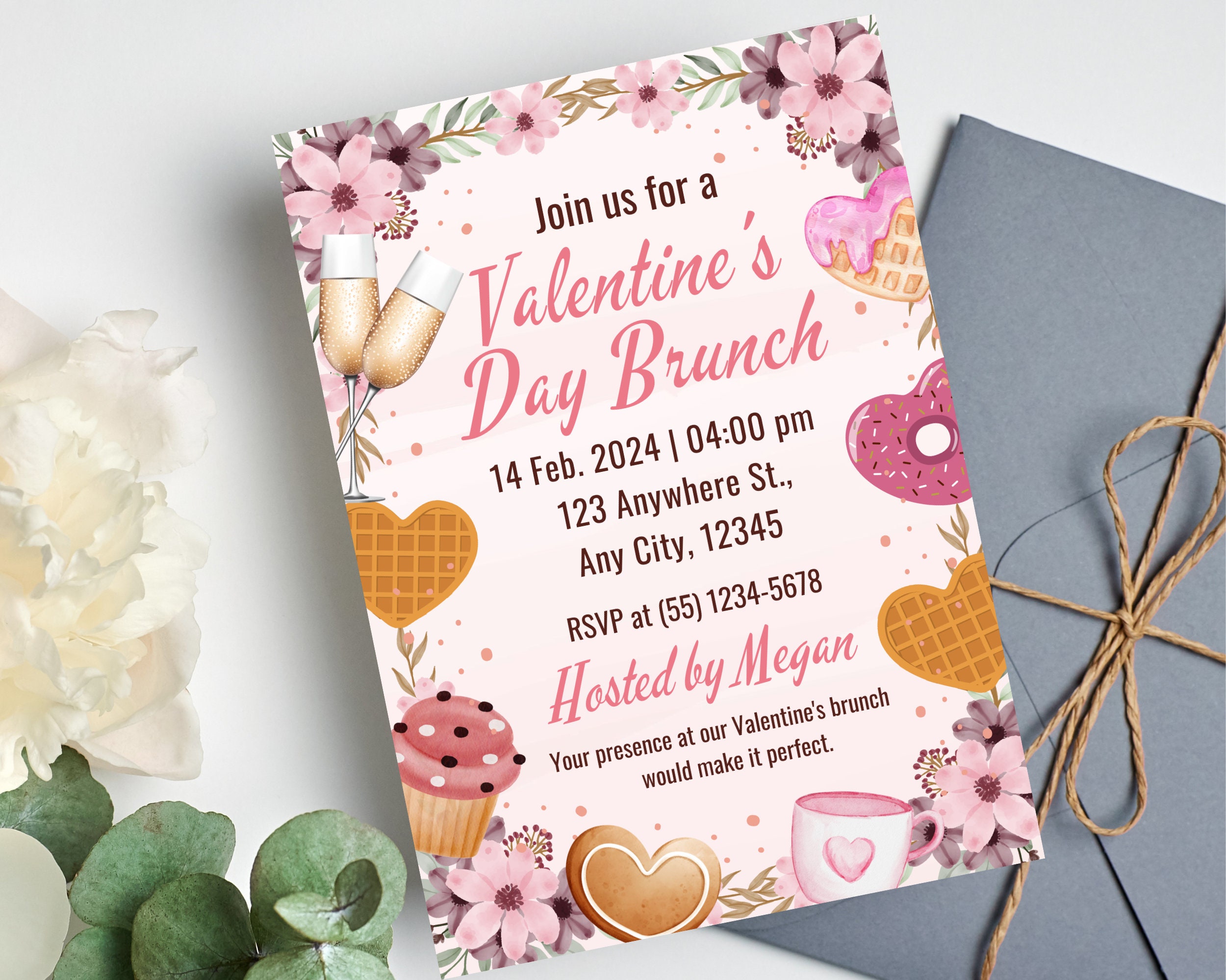Valentine's Day Brunch Invitation: Editable Template (digital Download ...