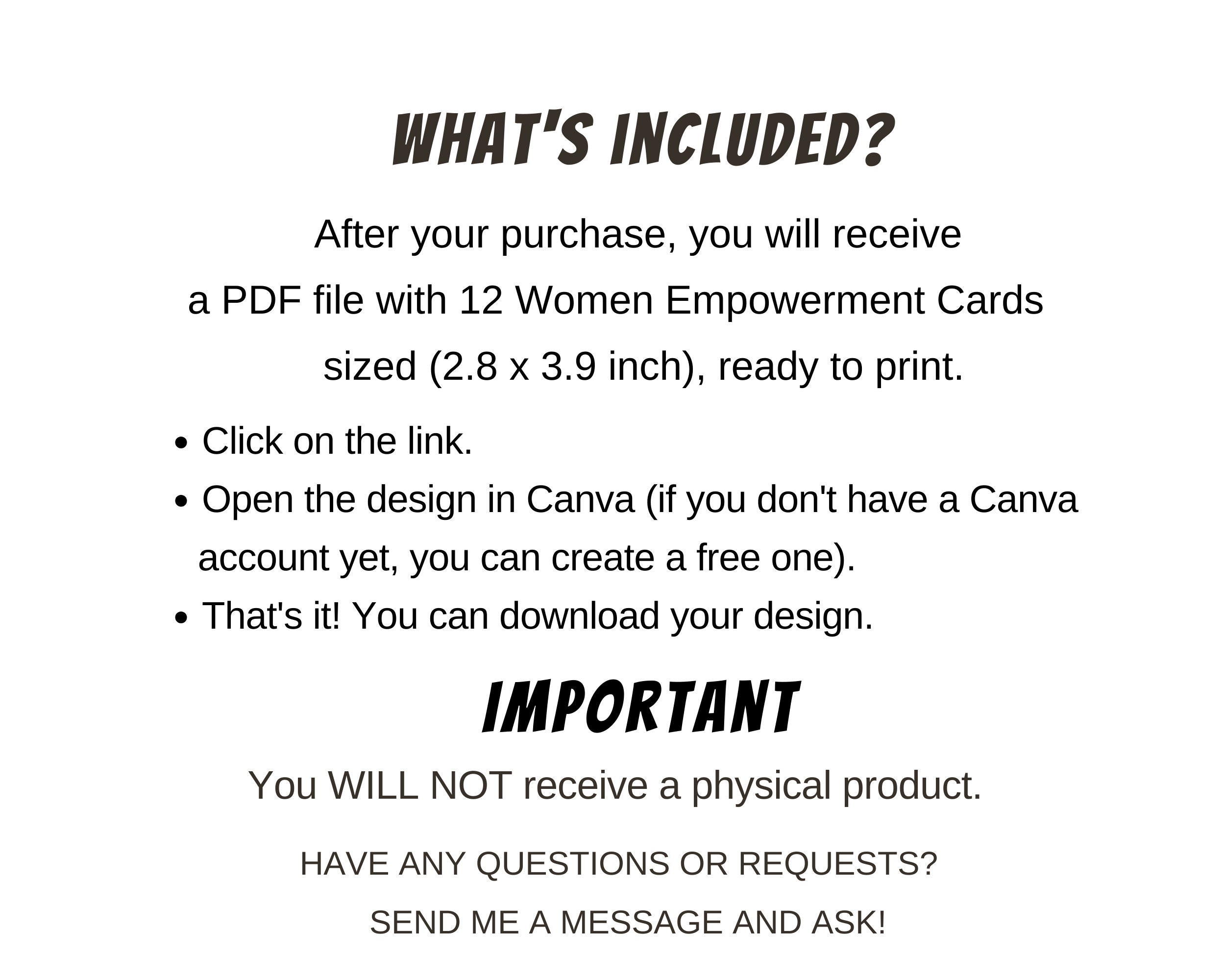 12 Women Empower Printable Cards, Women's Empowerment Cards, Female ...