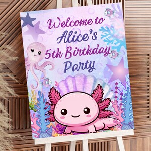 Axolotl Birthday Party Welcome Sign: Editable Pink Design (digital ...