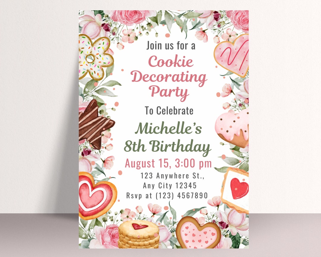Cookie Decorating Party Invitation, Editable Cookie Decorating Party ...