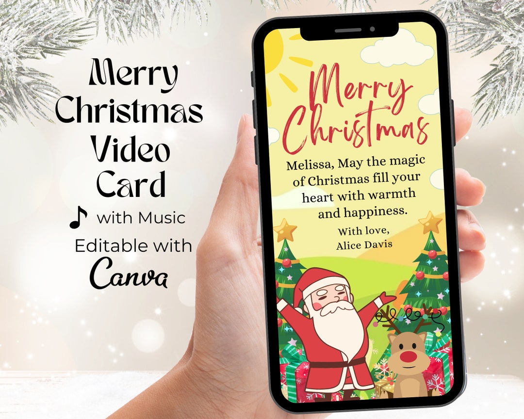Animated Christmas Greeting Video Card: Editable Santa Design (digital ...