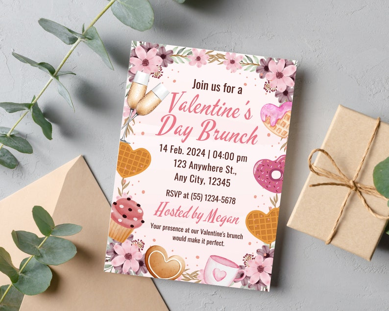 Valentine's Day Brunch Invitation: Editable Template (digital Download ...