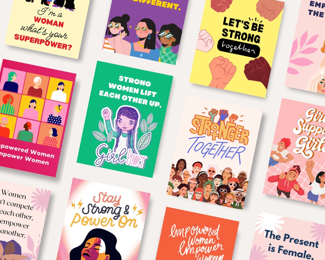12 Women Empower Printable Cards, Women's Empowerment Cards, Female ...