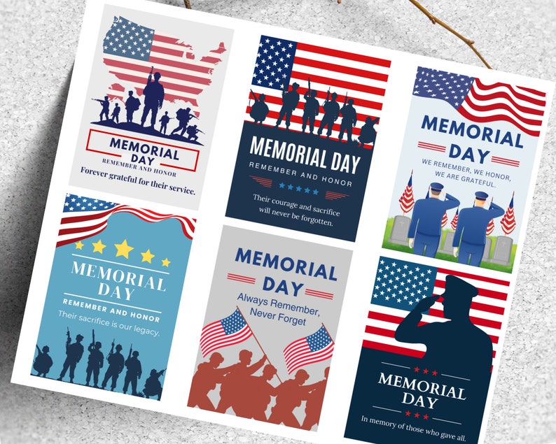 18 Memorial Day Printable Cards, Honoring Our Heroes Card Set, 18 ...