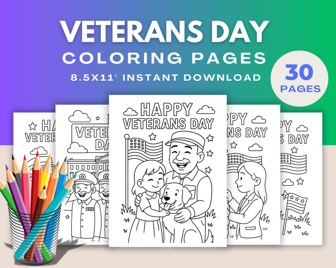 Veterans Day Coloring Pages: Patriotic Kids Activity (PDF Download, 30 ...
