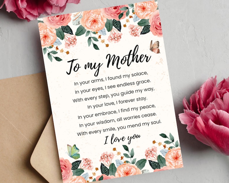Editable Mom Poem, Printable Gift for Mom, Mother's Day Gift, Greeting ...