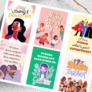 12 Women Empower Printable Cards, Women's Empowerment Cards, Female ...