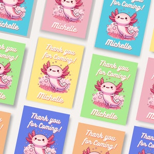 Axolotl Thank You Tags, Girl Axolotl Favor Tags, Axolotl Birthday Party ...