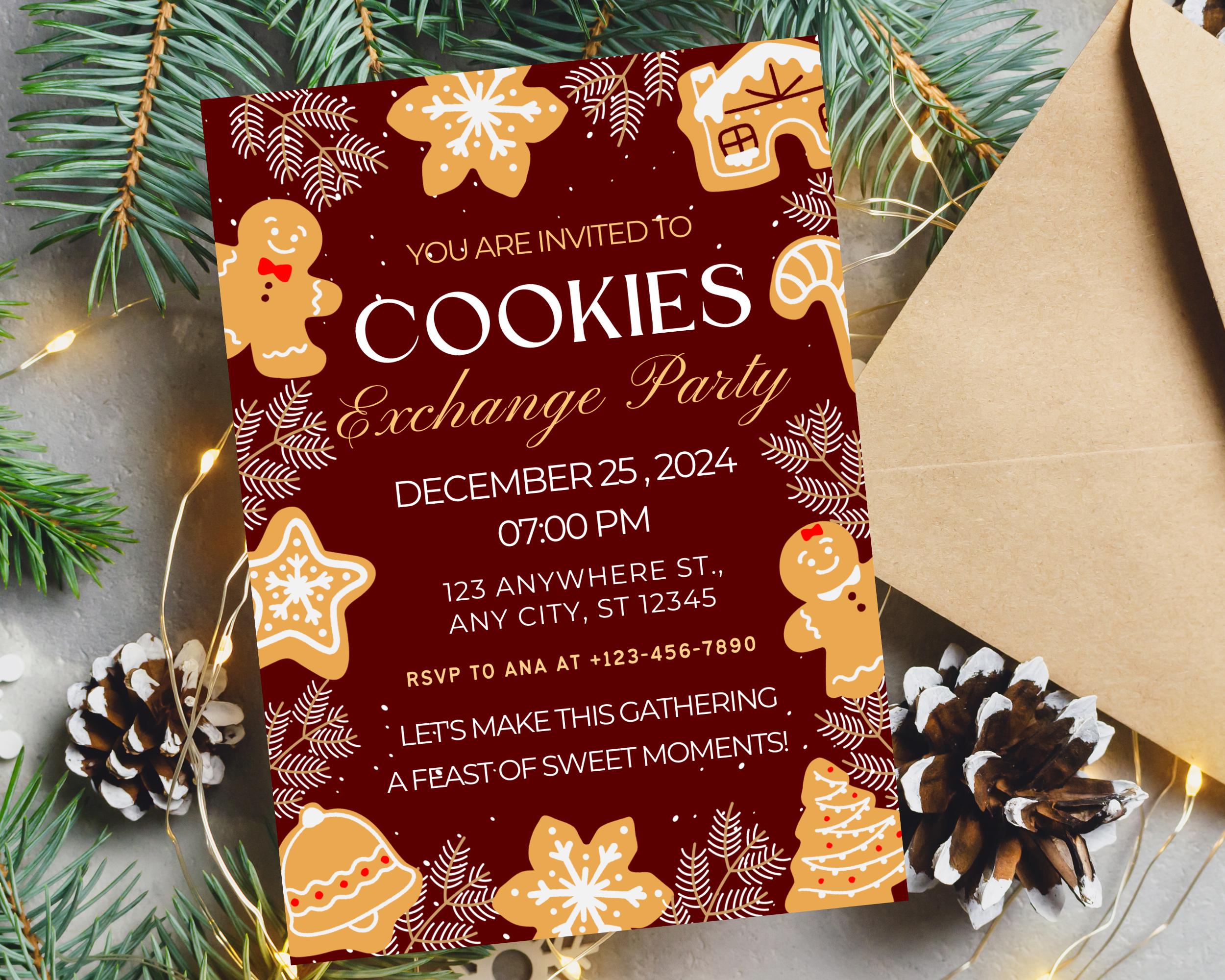 Christmas Cookies Exchange Party Invitation: Gingerbread Theme ...