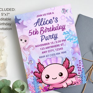 Axolotl Birthday Party Welcome Sign, Editable Axolotl Welcome Sign ...
