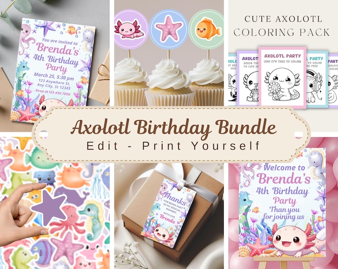 PRINTABLE Axolotl Bookmarks | Axolotl Birthday | Axolotl Party | Party ...