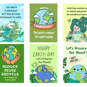 18 Happy Earth Day Printable Cards, Earth Day Cards Set, Cards for ...