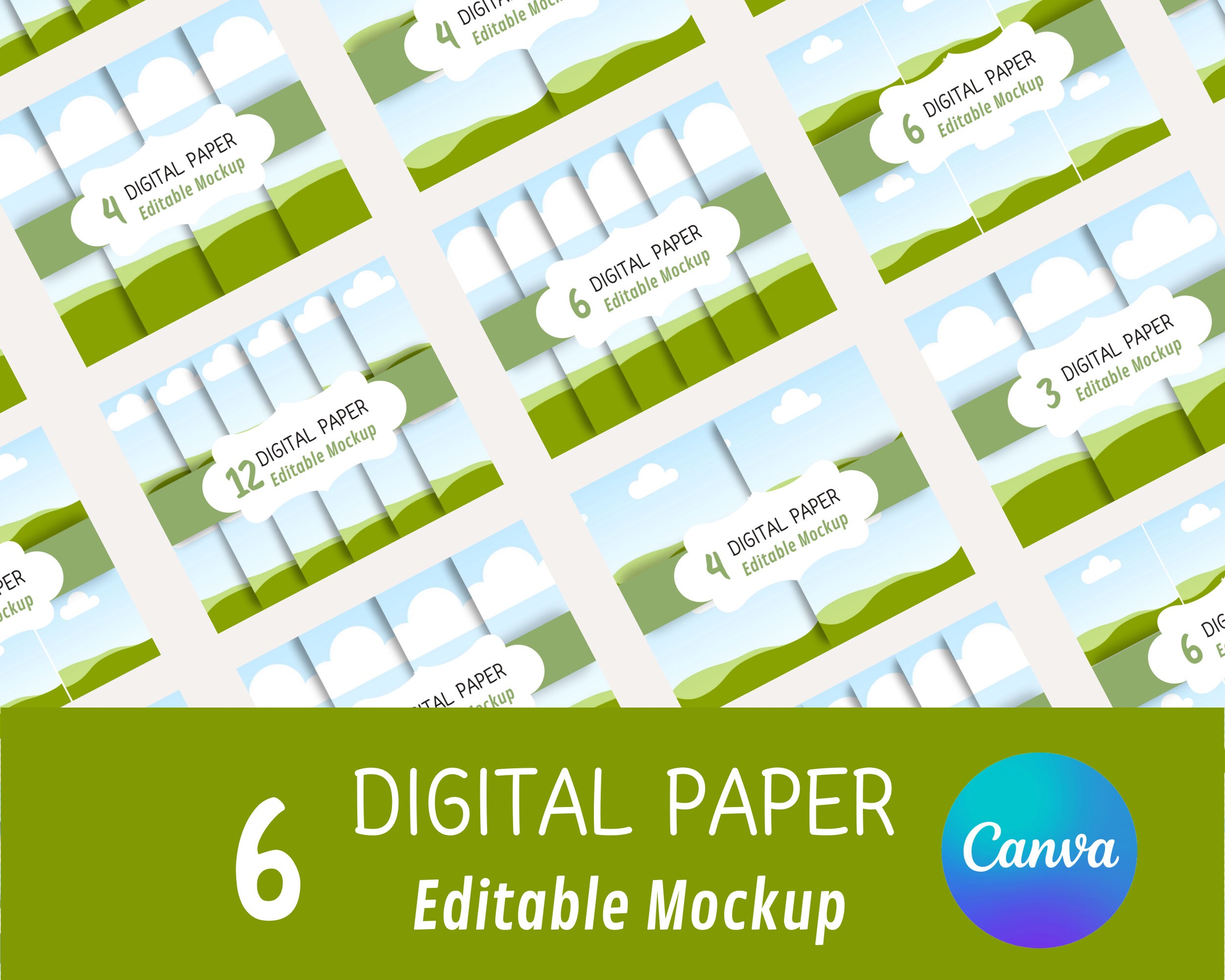 6 Digital Paper Canva Mockup, Etsy Listing Template for Digital Paper ...