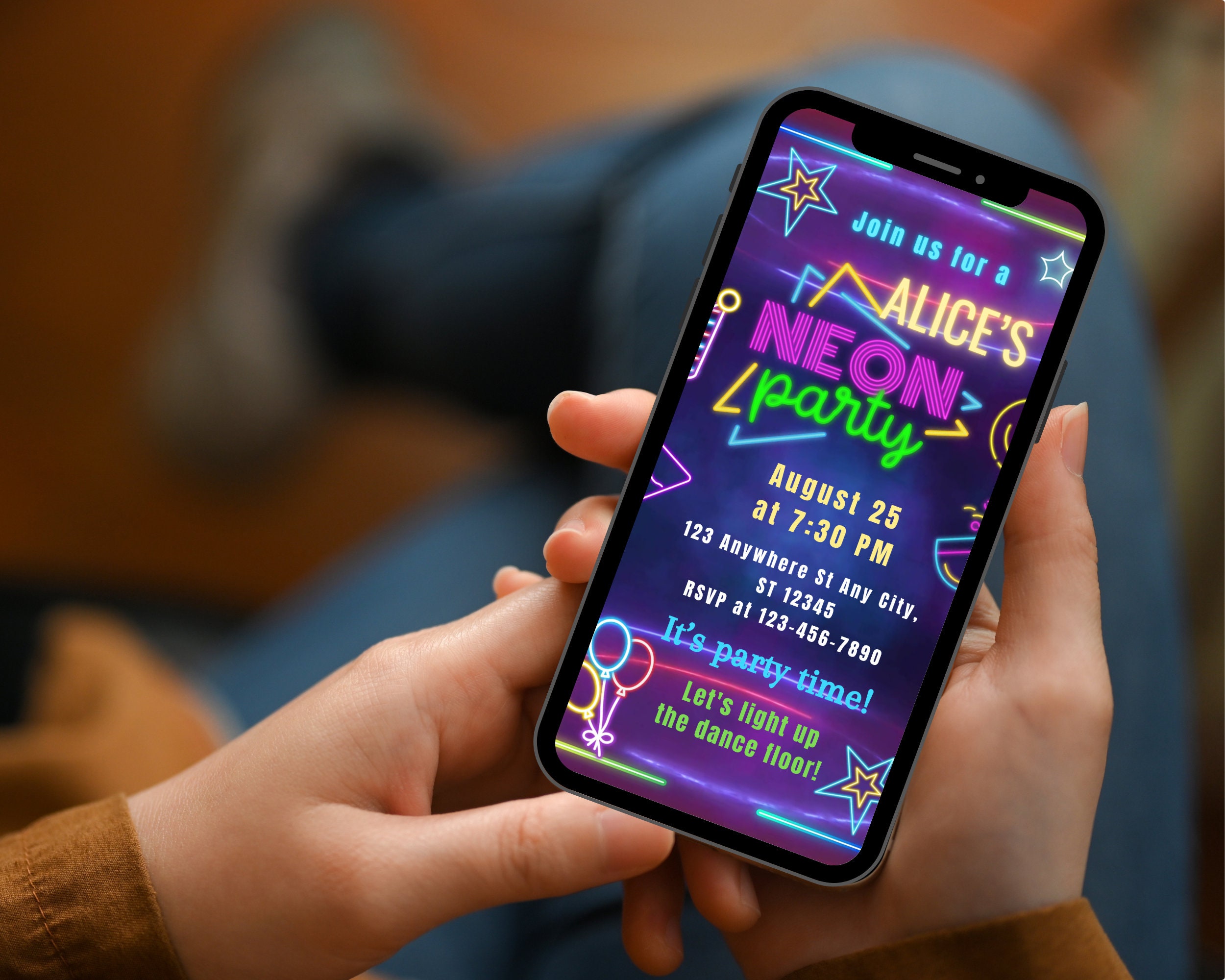 Neon Birthday Party Video Invitation: Editable Animated Template (canva ...