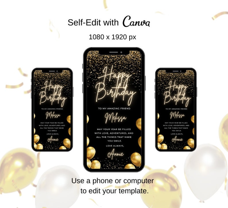 Electronic Birthday Card, Digital Birthday Card, Paperless Card, Happy ...