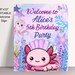 Axolotl Birthday Party Welcome Sign, Editable Axolotl Welcome Sign ...