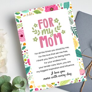 Editable Mom Poem, Printable Gift for Mom, Mother's Day Gift, Greeting ...
